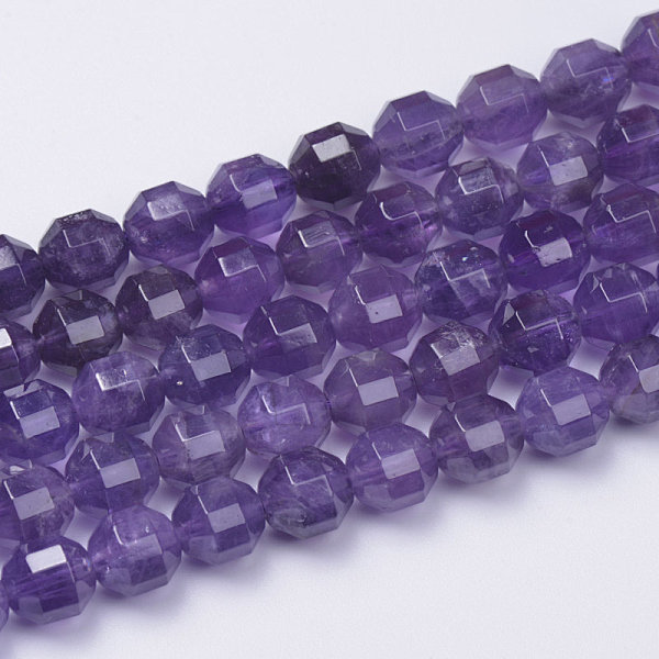 Amethyst Faceted Energy Column Beads
