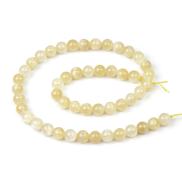 Natural Yellow Selenite Round Beads