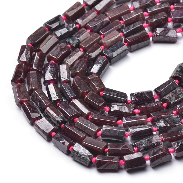 Garnet Irregular Cuboid Beads with Knots