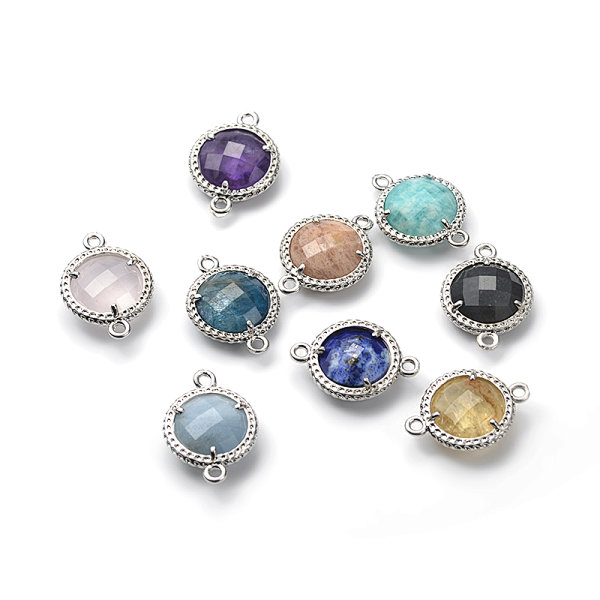 Lapis Lazuli Double Sided Faceted Coin Connectors