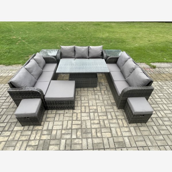 Fimous 12 Seater Garden Dining Sets Outdoor Rattan Furniture Lounge ...